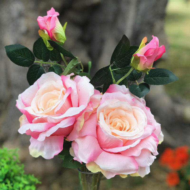 House of Hampton® Large Silk Open Roses Floral Arrangement and ...