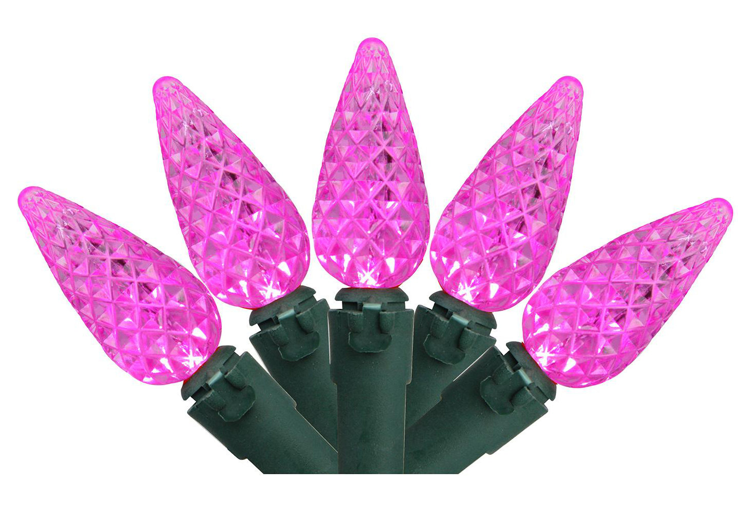 Northlight 70-Count LED Faceted C6 Christmas Light Set - 23ft Green ...