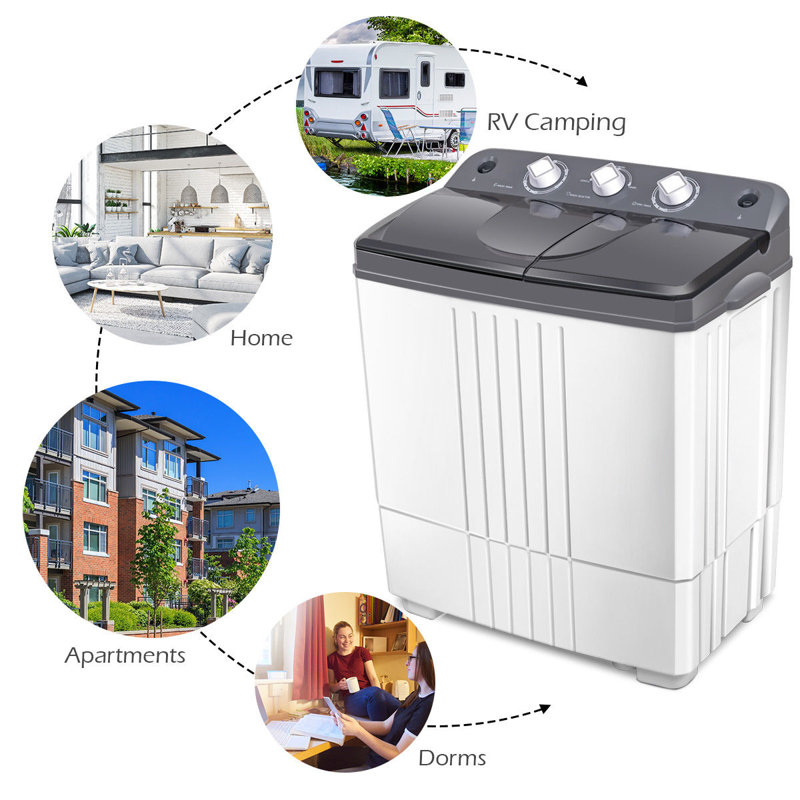 Costway High Efficiency Portable Washer & Dryer Combo in White And Gray ...