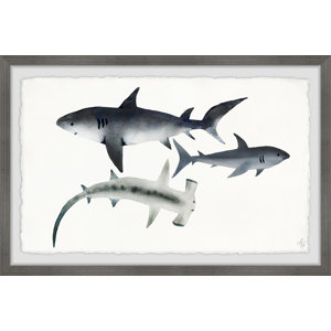 Isabelle & Max™ Clauson 'Sharks' Framed Art | Wayfair