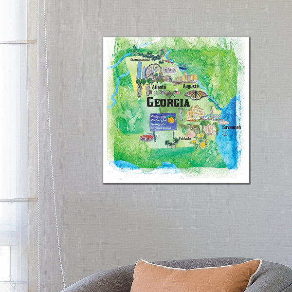 ClassicLiving Georgia Illustrated Travel by - Wrapped Canvas Graphic ...