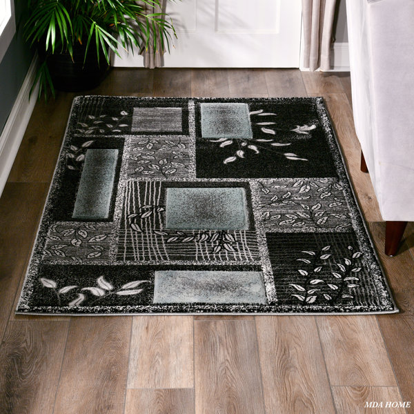Decor+ Performance Gray/Black Rug | Wayfair