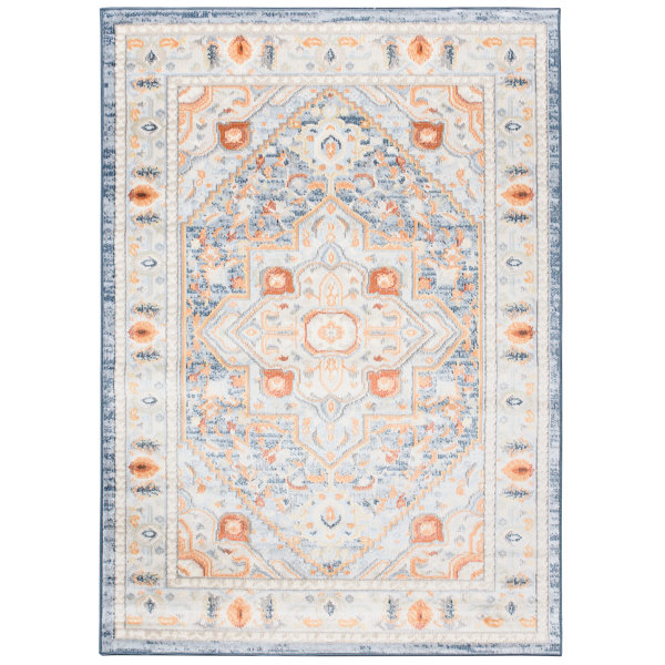 Borough Wharf Cassadaga Flatweave Irovy/Rust/Blue/Grey Rug | Wayfair.co.uk