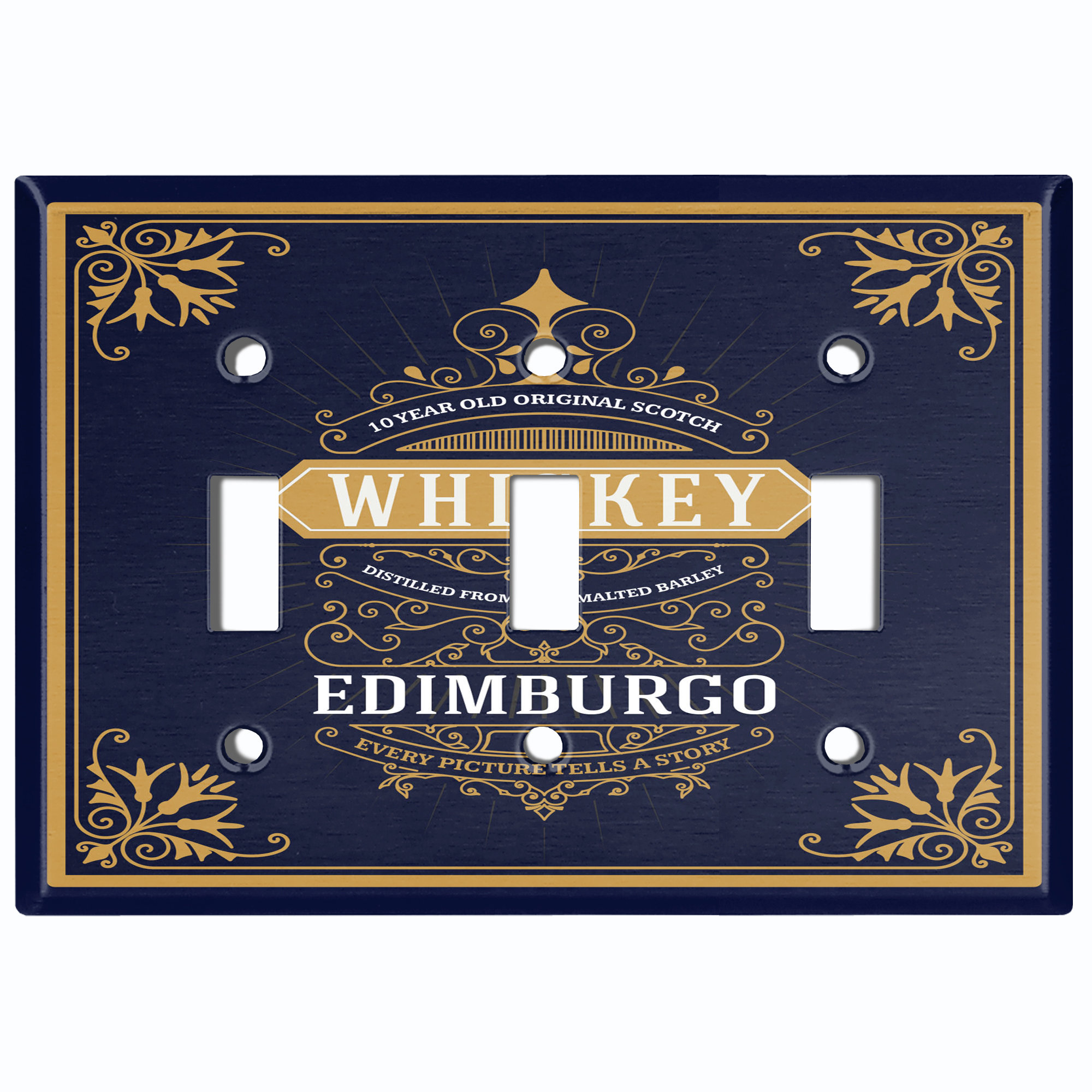 WorldAcc Metal Ten Year Scotch Whiskey 3-Gang Toggle Light Switch Wall ...