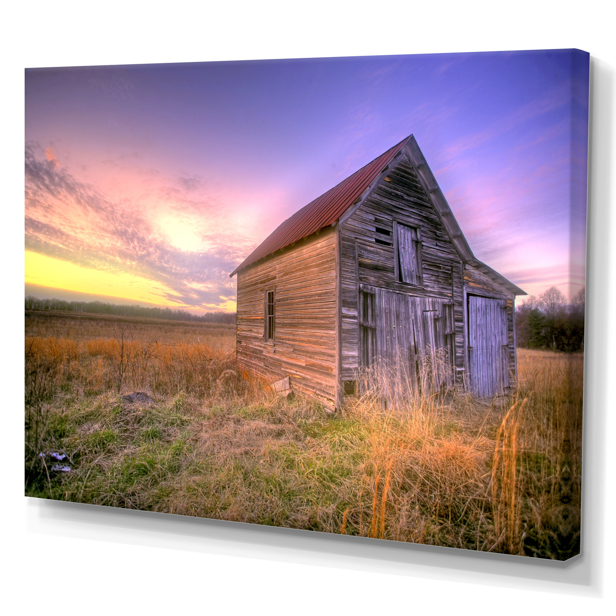 Gracie Oaks Old Barn At Sunrise Old Barn At Sunrise - Wrapped Canvas ...
