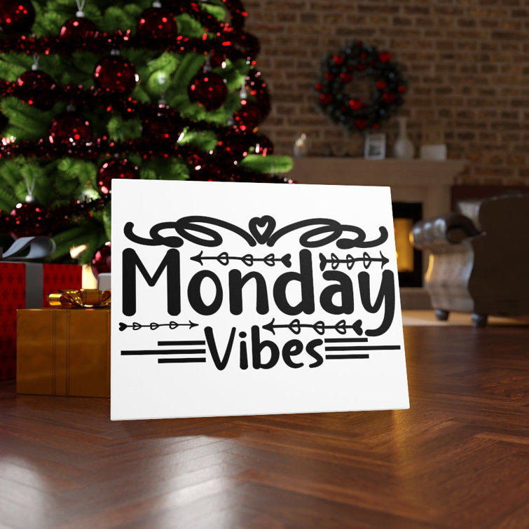 Blue Elephant Monday Vibes - Wrapped Canvas Typography | Wayfair.co.uk