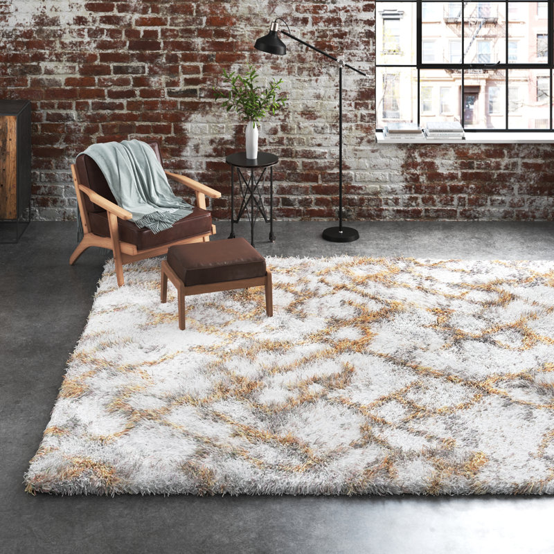 Steelside™ Cade Performance Ivory/Gold Rug & Reviews | Wayfair