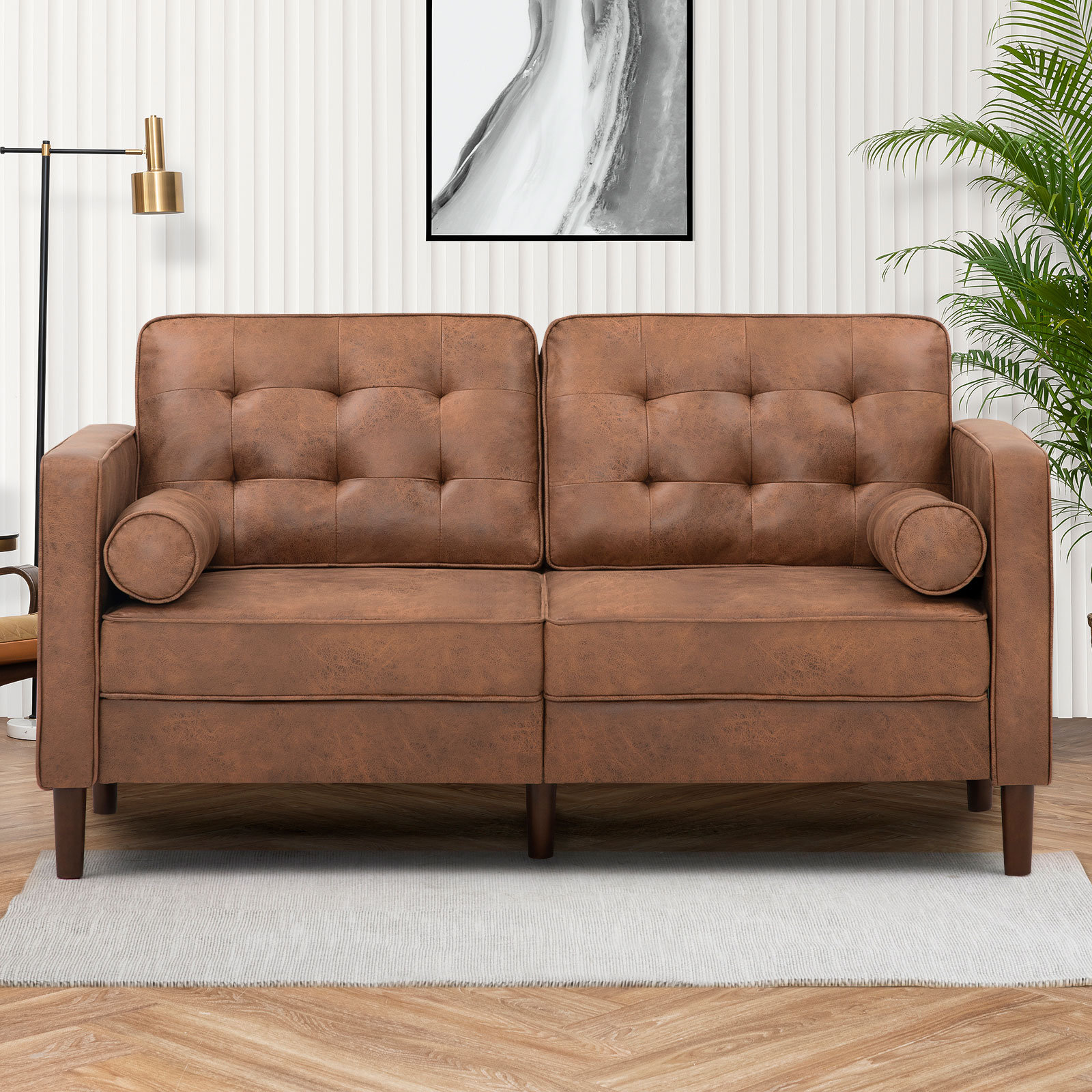 George Oliver Elverna 66'' Vegan Leather Sofa | Wayfair