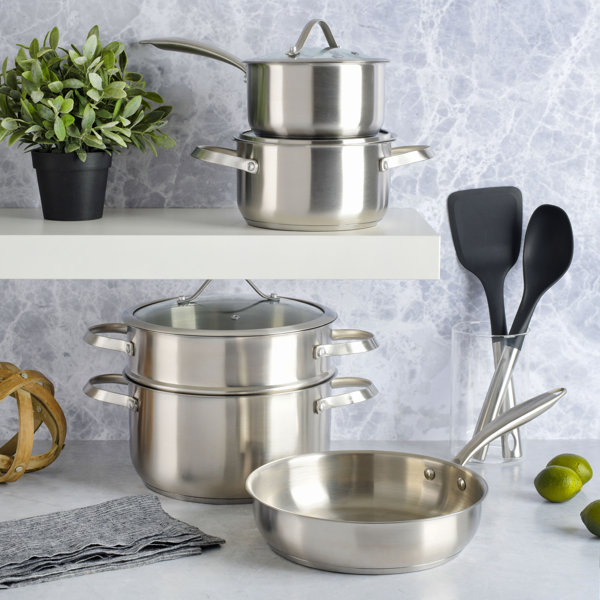 Kenmore 10 - Piece Stainless Steel (18/10) Cookware Set | Wayfair