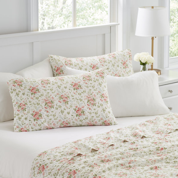 Laura Ashley Marissa 100% Cotton Percale Sheet Set & Reviews | Wayfair