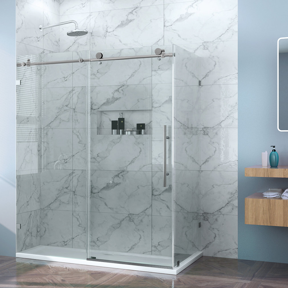VTI 60" W x 32" D x 72" H Frameless Rectangle Shower Enclosure | Wayfair