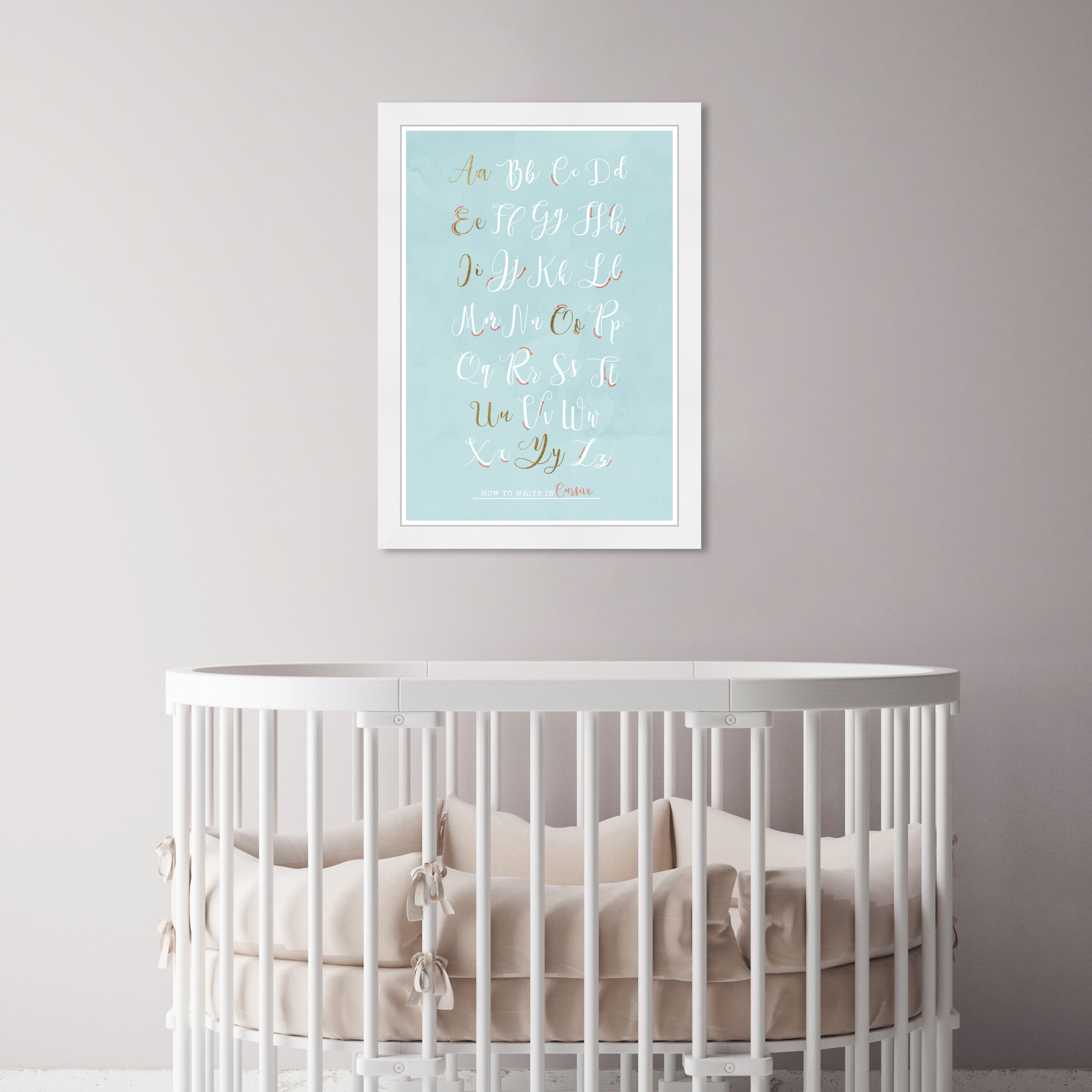 Olivia's Easel Cursive Alphabet Framed Art | Wayfair
