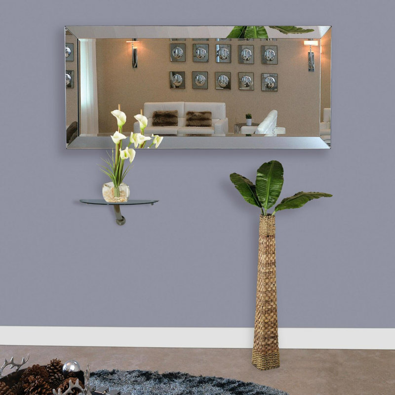 Mercer41 Laux Mirrored Bevel Frame Full Length Beveled Mirror Rectangle ...