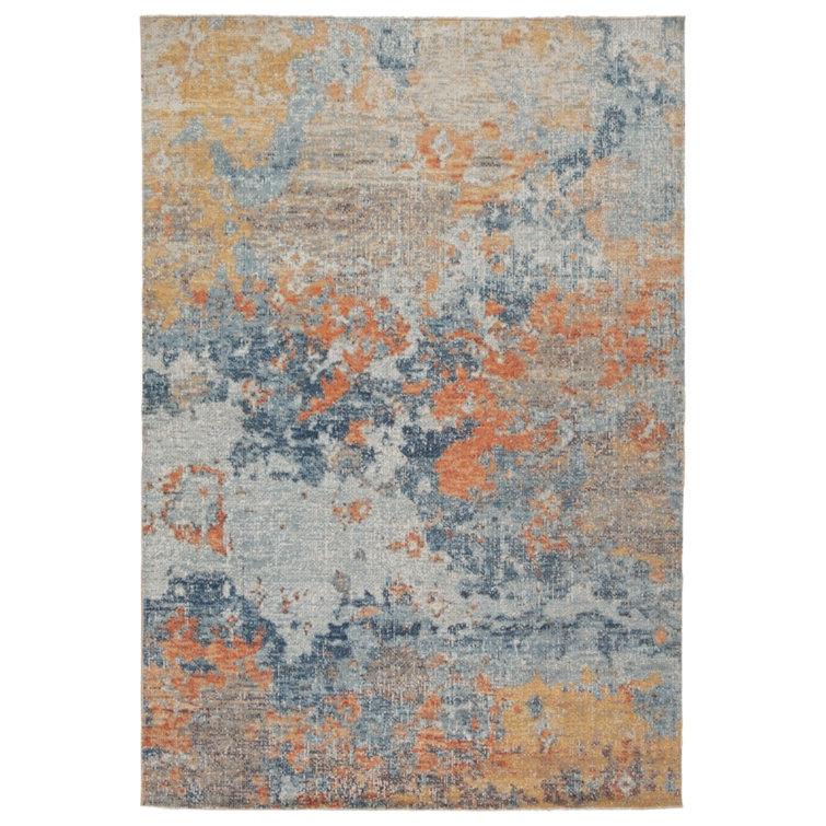 17 Stories Annachristina Handwoven Orange/Blue/Gray Area Rug & Reviews ...