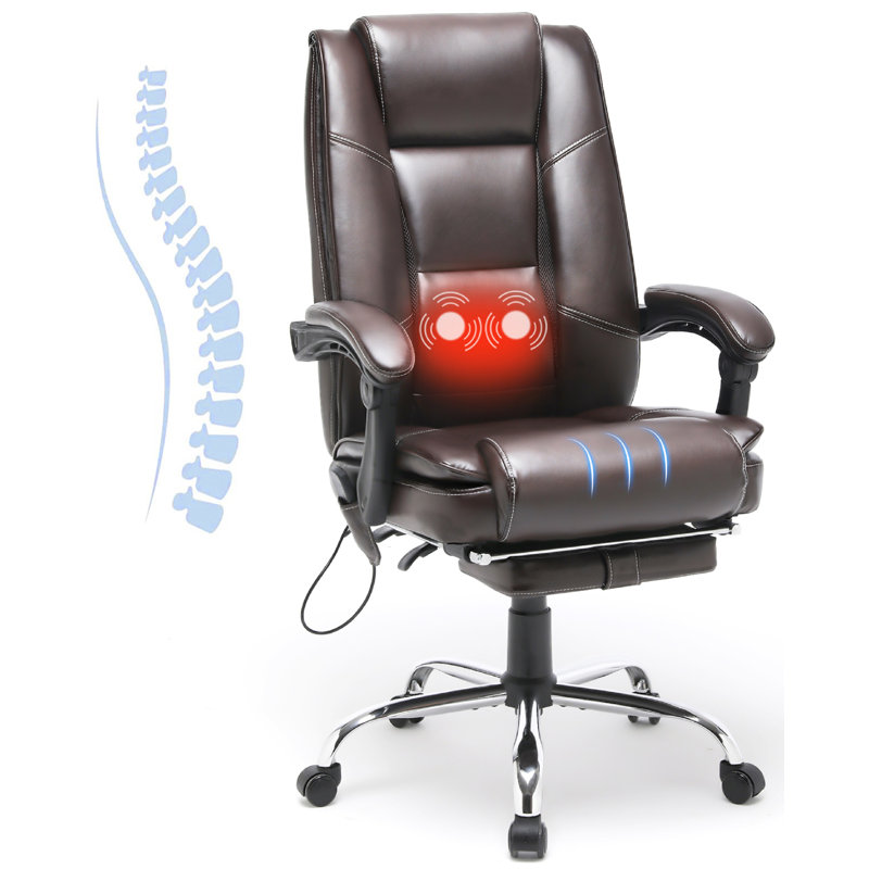 Inbox Zero Jordon-Lee Ergonomic Heated Massage Executive Chair ...