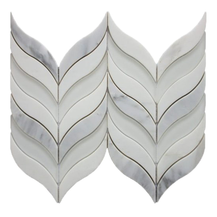 Mango Tile Mimosa 9" x 12" Marble/Glass Herringbone Mosaic Wall & Floor ...