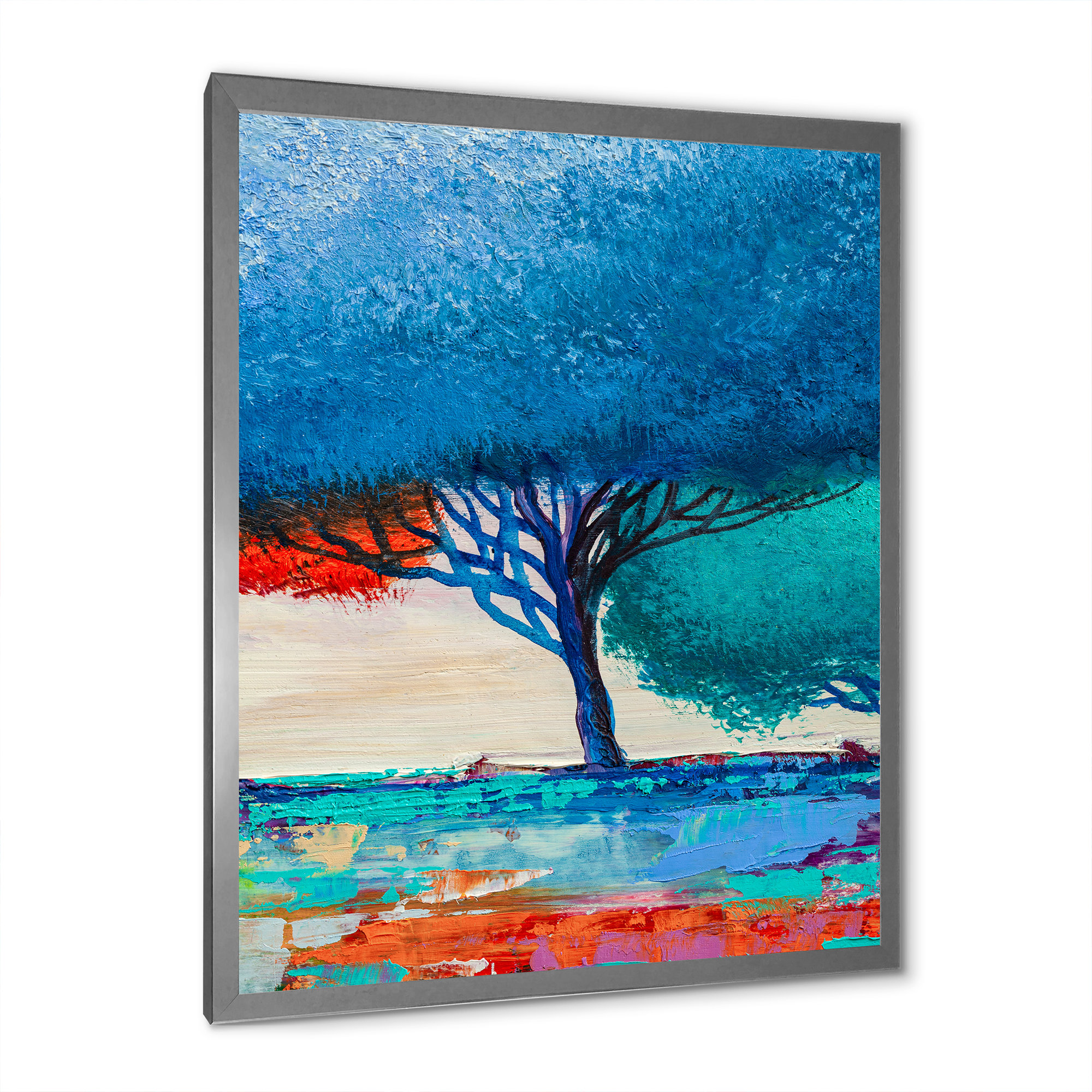 Winston Porter Abstract Blue Tree Painting Abstract Blue Tree Painting ...