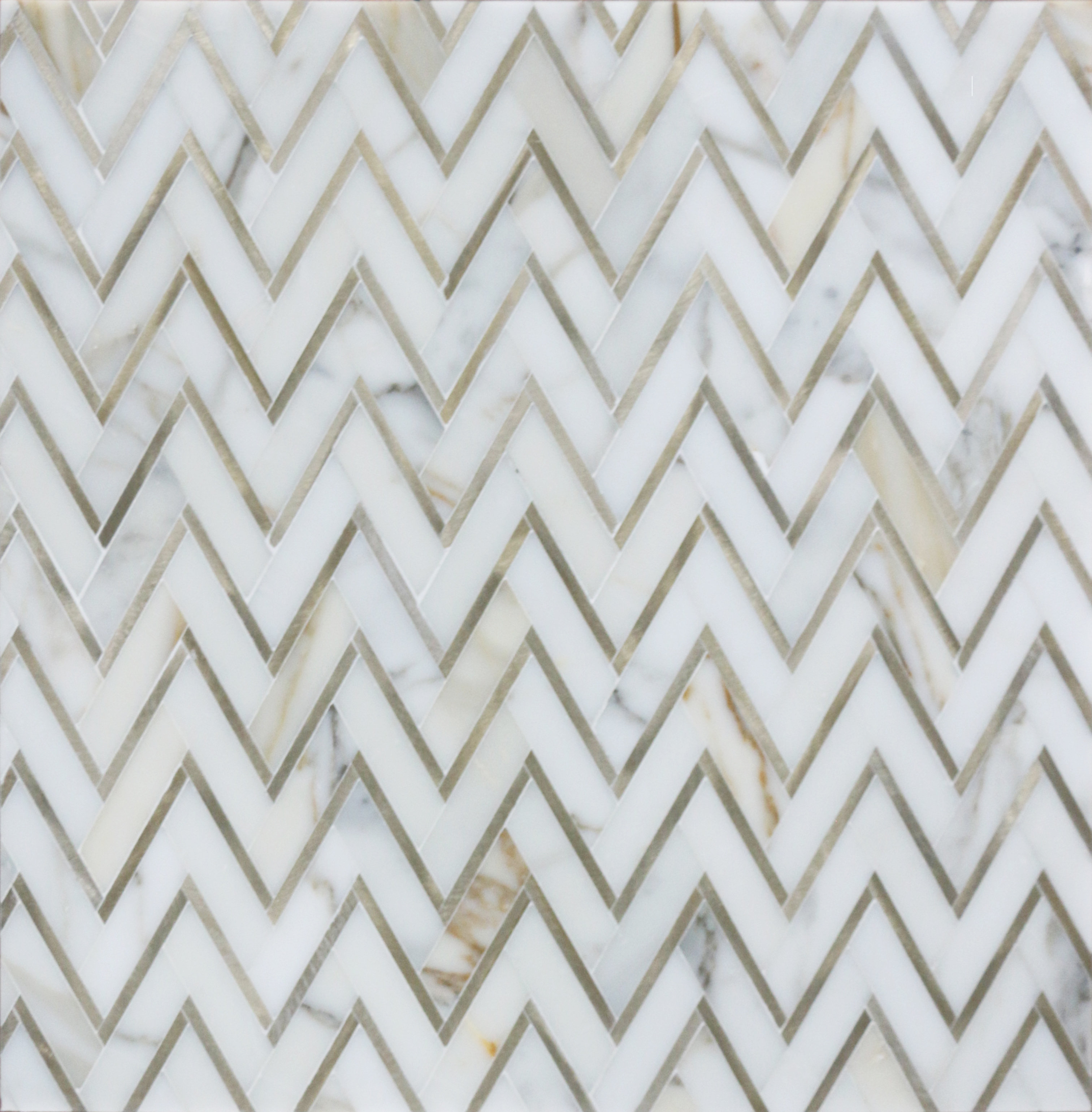Tile & Top 3" x 4" Marble Chevron Mosaic Wall Tile | Wayfair