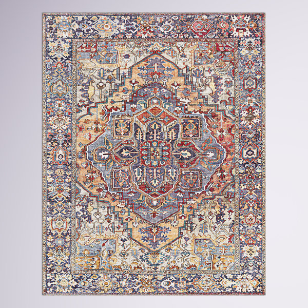 Mistana™ Albion Performance Blue/Red/Beige Rug & Reviews | Wayfair