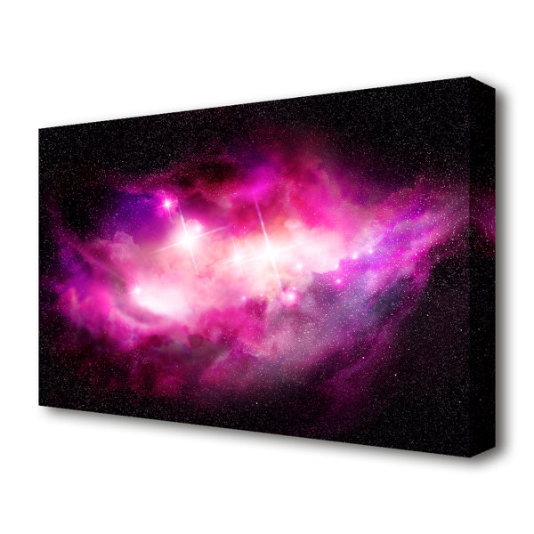 East Urban Home Pink Star Cluster Universe - Wrapped Canvas Photograph ...