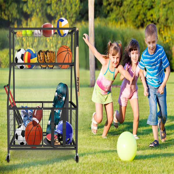 Rebrilliant Sports Equipment Storage Rack: Garage Basketball Organizer ...