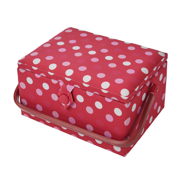 Sewing Online Medium Sewing Box , Red Spot Fabric | 26 X 18 X 15Cm ...