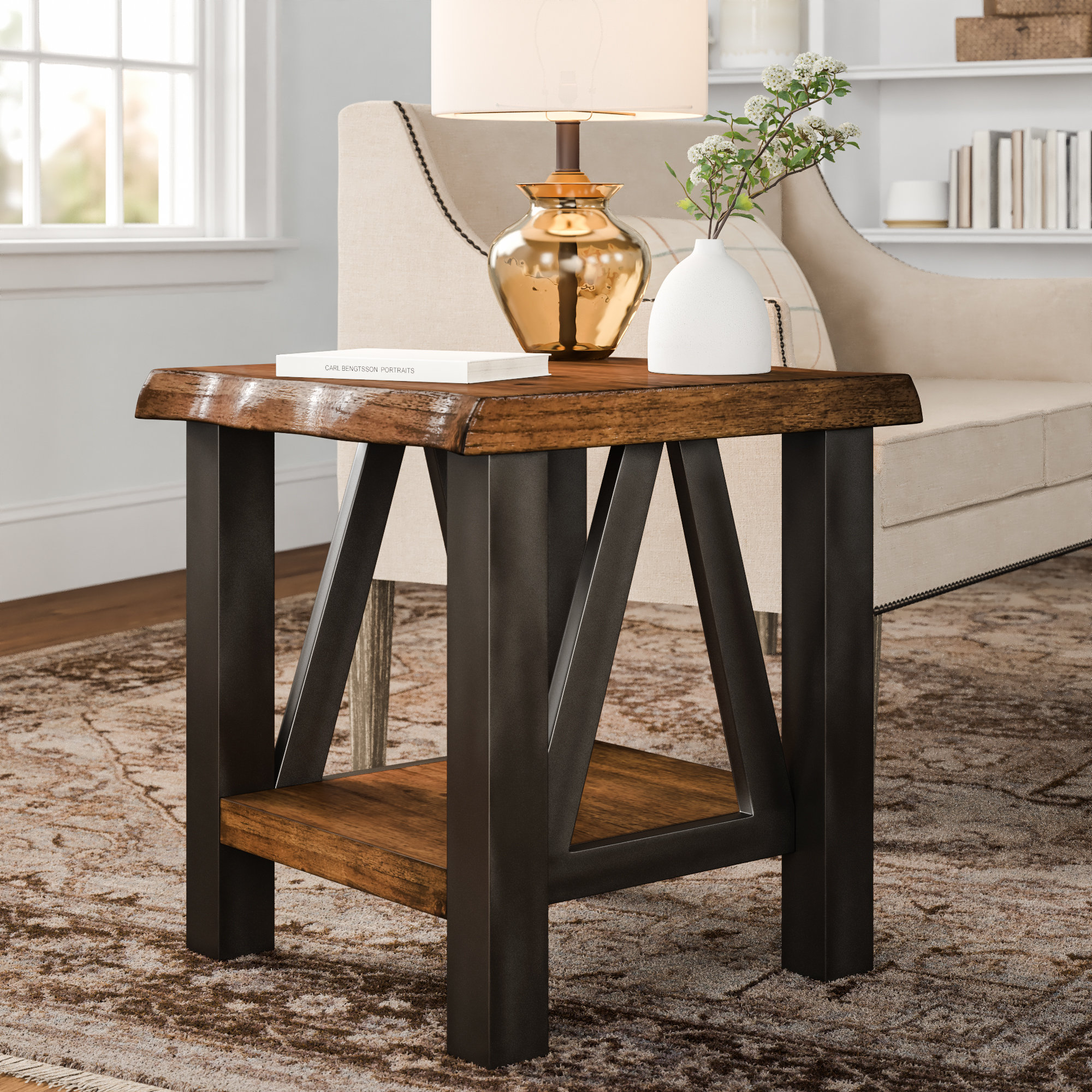 Three Posts™ Northam 24'' Tall Trestle End Table & Reviews | Wayfair
