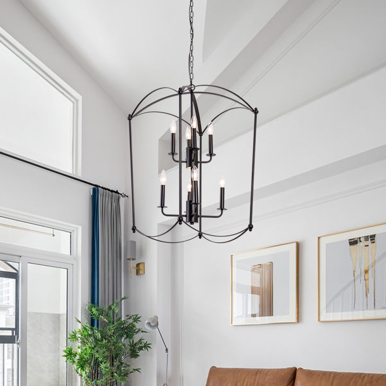 Wade Logan® Atavion 8 - Light Dimmable Lantern Geometric Chandelier ...