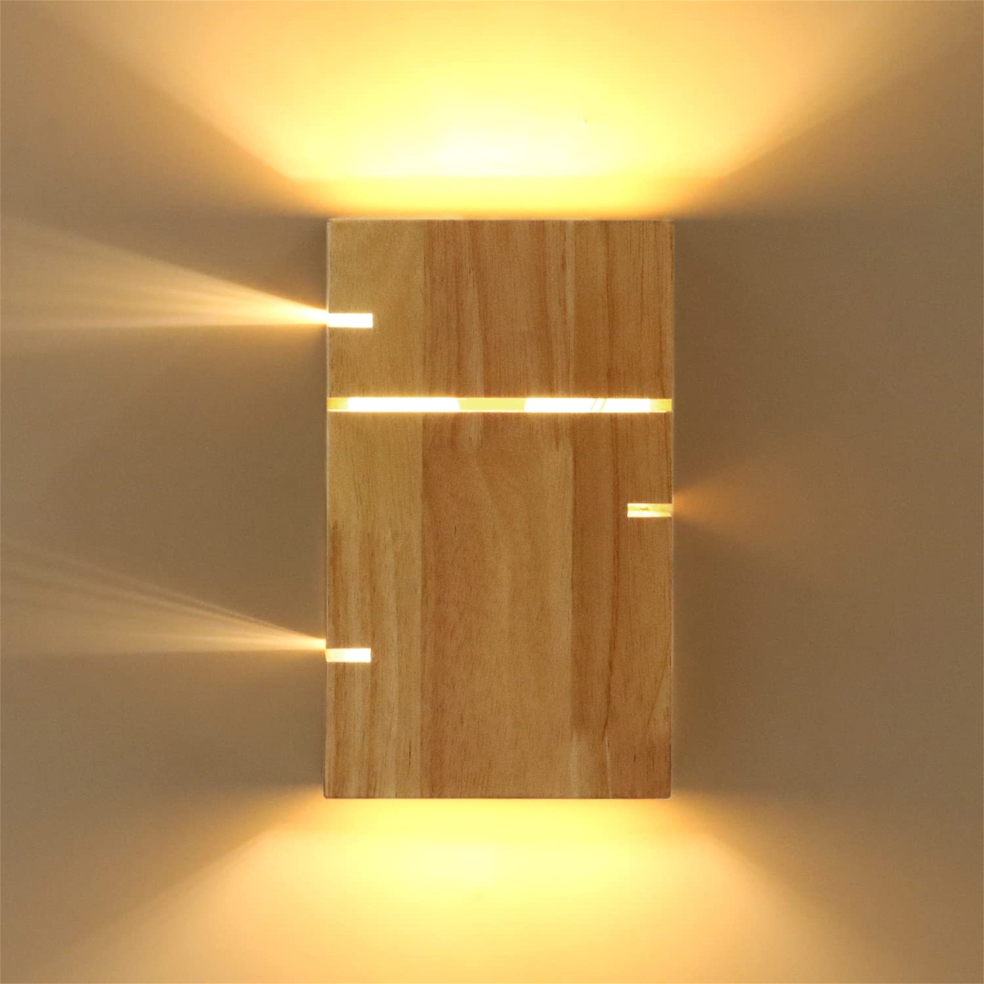 URBNLIVING Wood Wall Lights Indoor, 2-Light Modern Wooden Up Down Wall ...