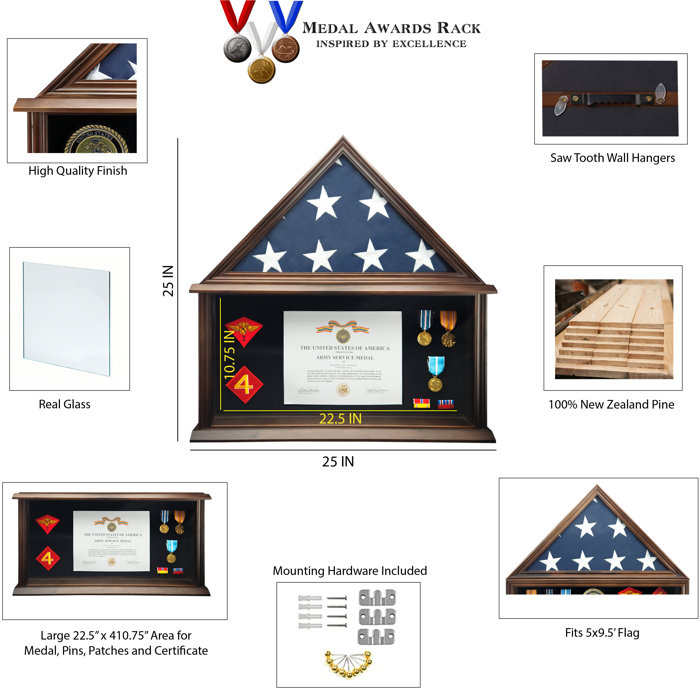 Medal Awards Rack Military Shadow Box Wall Décor | Wayfair