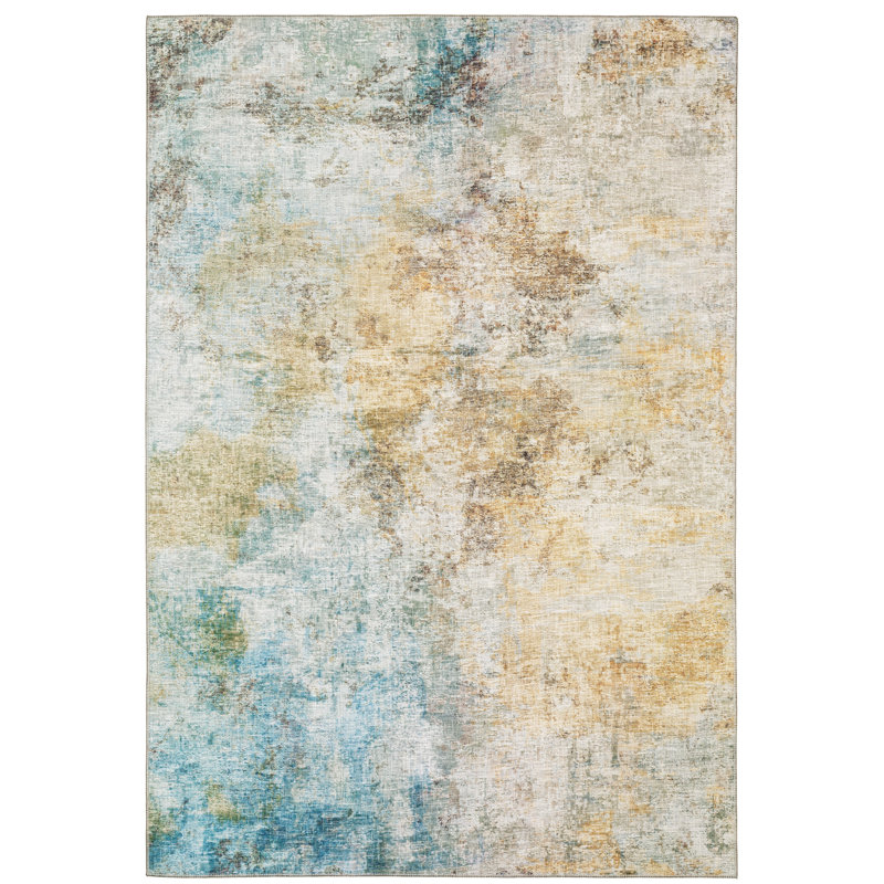 Mercury Row® Kluesner Abstract Yellow/Blue Area Rug & Reviews | Wayfair