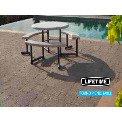 Lifetime Round 6 - Person 44'' Long Picnic Table & Reviews | Wayfair