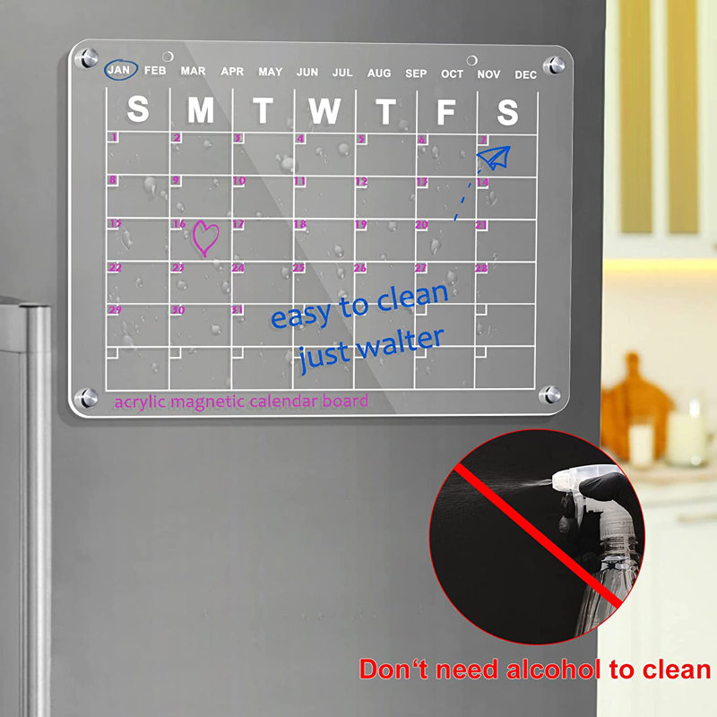 BTY Acrylic Magnetic Dry Erase Board, Adhesive Calendar Planner Board ...