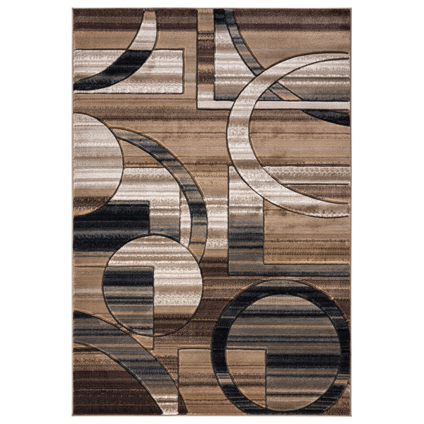 Wrought Studio Adonia Abstract Brown/Beige Area Rug | Wayfair