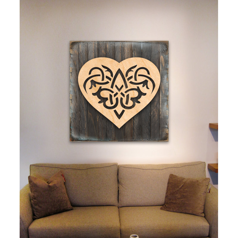 World Menagerie Heart Wooden Block Celtic Spiral Heart Wall Decor | Wayfair