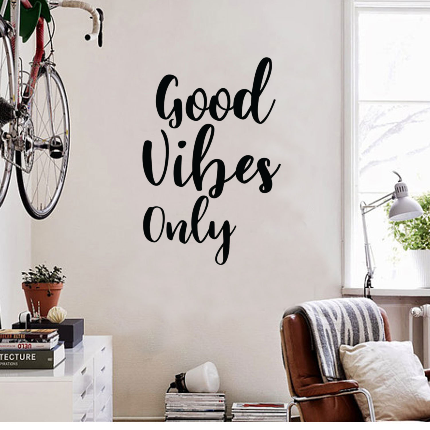 Trinx Cursive Get Good Vibes Only Wall Decal | Wayfair