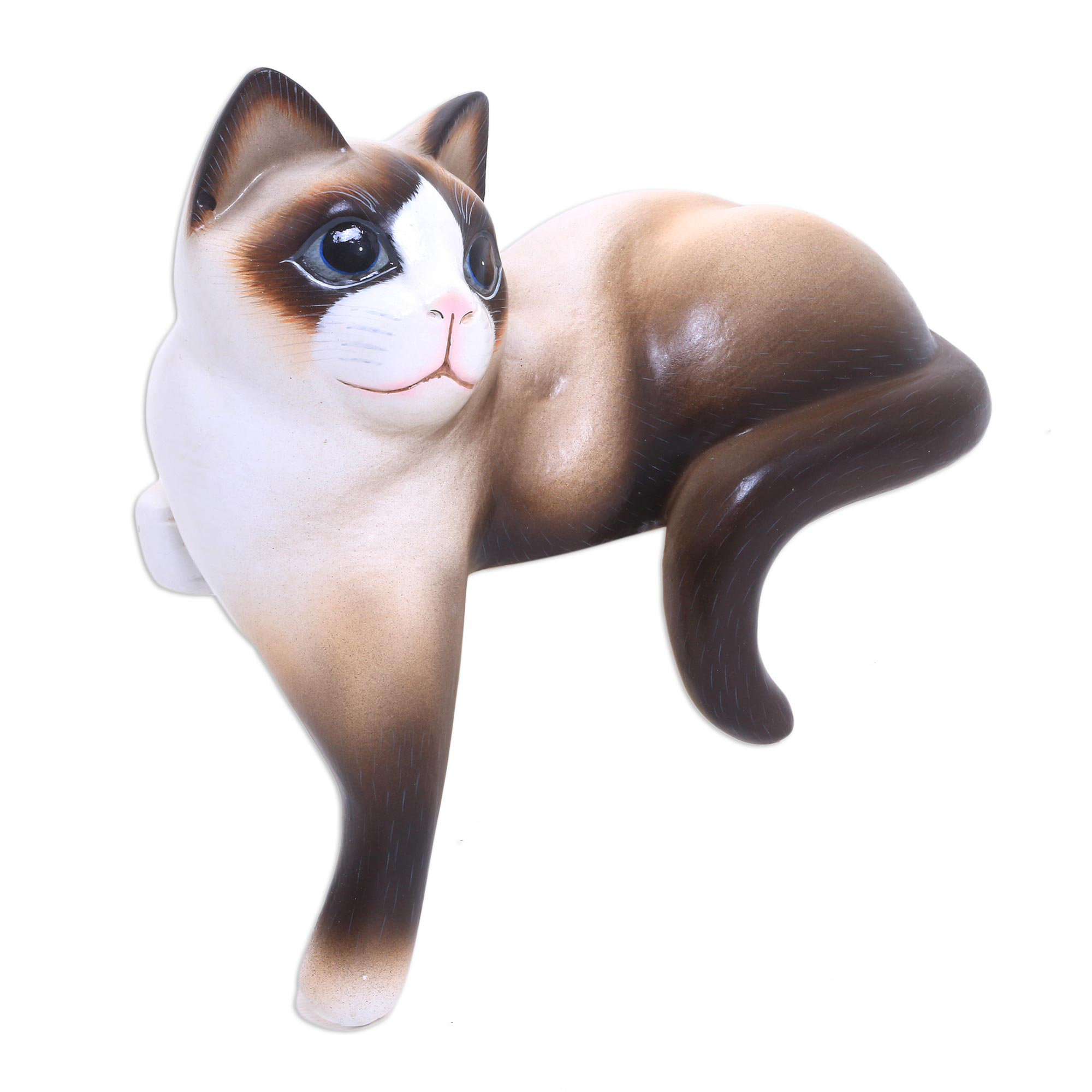 World Menagerie Filicia Wistful Kitty Albesia Wood Cat Sculpture ...