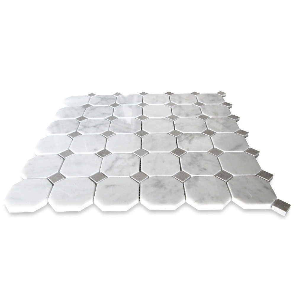 Marble Online 12" x 12" Marble Octagon and dot Mosaic Wall & Floor Tile ...