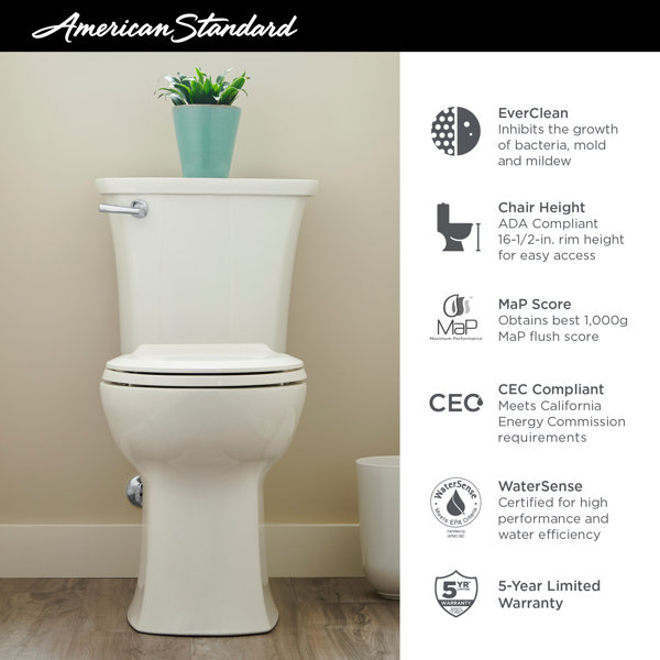 American Standard Edgemere 1.28 GPF Elongated Comfort Height Floor ...