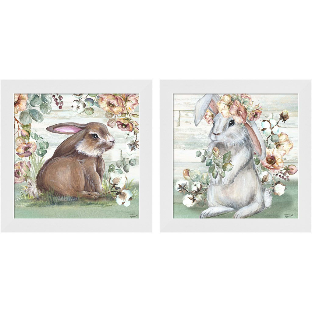August Grove® Farmhouse Bunny A by - 2 Piece Picture Frame Print Set ...