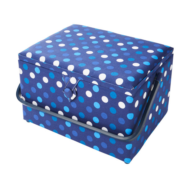 Sewing Online Large Sewing Box , Navy Spot Fabric | 31 X 23 X 20Cm ...