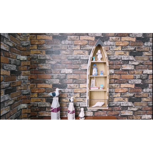 Longshore Tides Wooden Boat Decor With Shelf Hanging Wood Boat ...