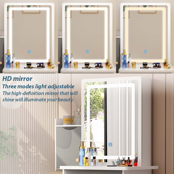 Latitude Run® Vinush Vanity Set with Stool and Mirror & Reviews | Wayfair