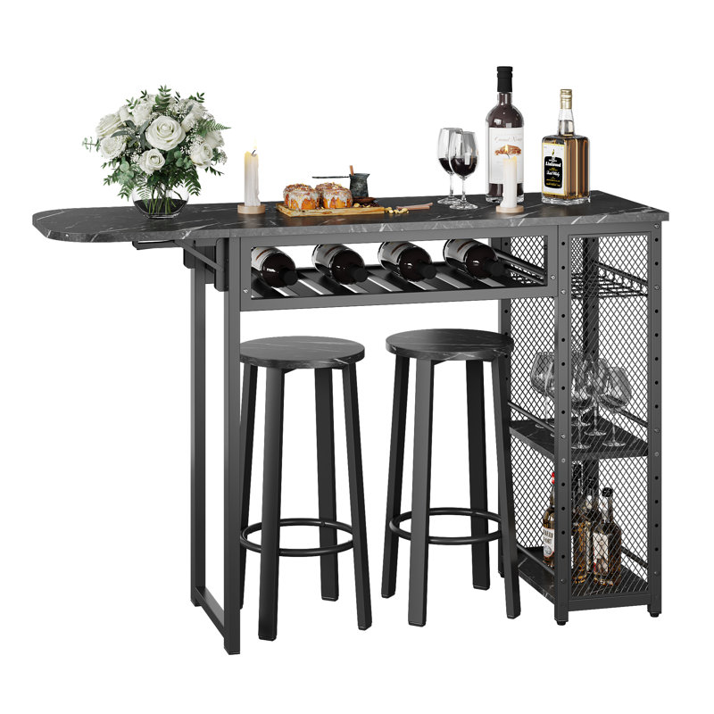 Mercury Row® Verret Liquor Bar Pub Table Adjustable Shelves & Cup ...