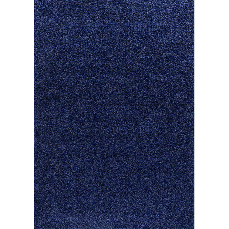 17 Stories Iney Solid Colour Rectangle 60Cm X 110Cm Navy Blue Area Rug ...
