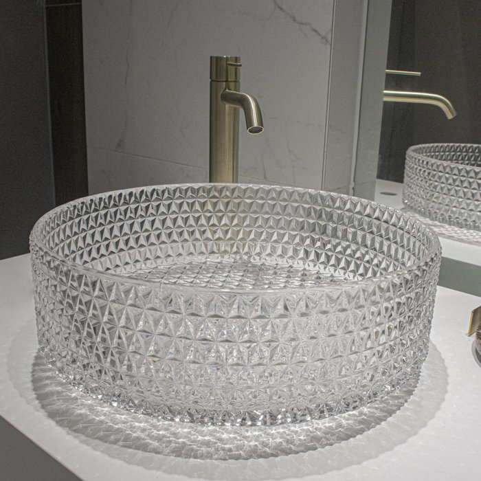 Homein 14.17'' Crystal Glass Circular Vessel Bathroom Sink | Wayfair