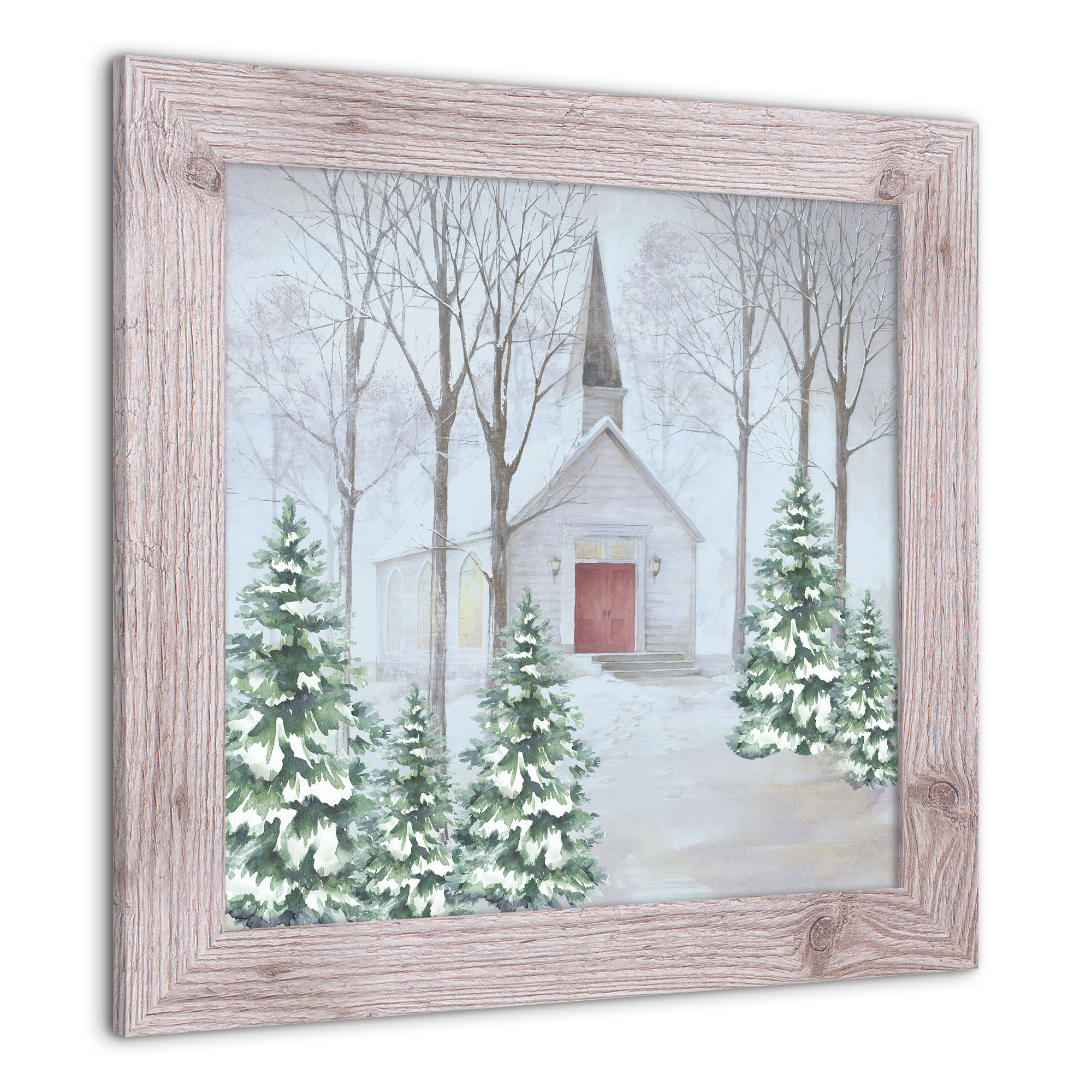 Gracie Oaks Snowy Church - Picture Frame Print | Wayfair