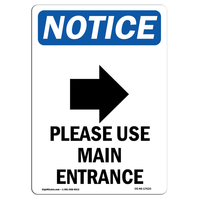 SignMission Please Use Main Entrance Sign | Wayfair