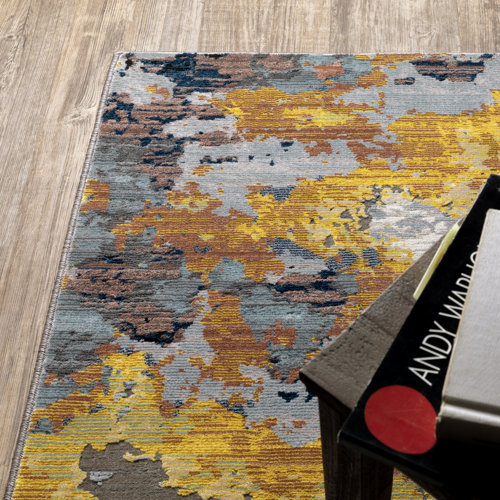 Steelside™ Belinda Yellow/ Blue Rug | Wayfair