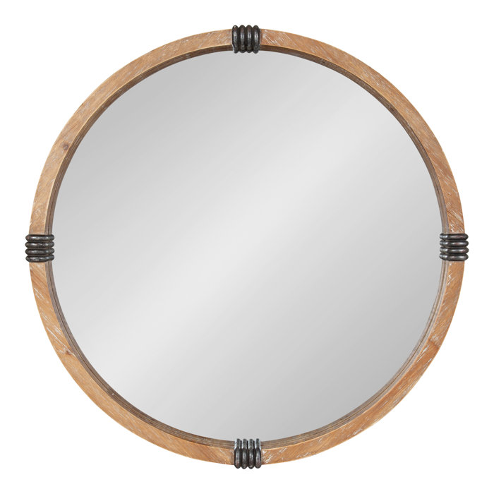 Beachcrest Home Roxann Framed Round Mirror 28" Diameter Natural | Wayfair
